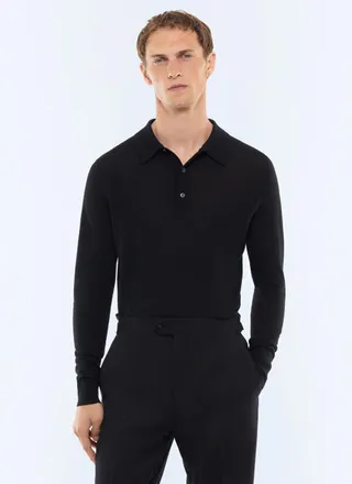 Fursac Polo &agrave; manches longues en laine m&eacute;rinos - Taille XL - Homme