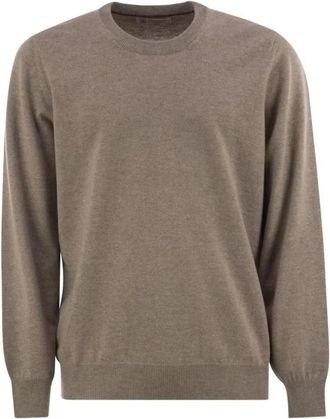 Brunello Cucinelli Homme, Pulls, Brun, Taille: 2XL Pull ras du cou en maille fine