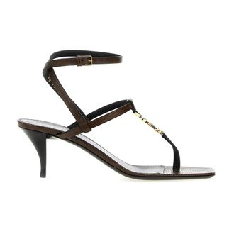 Saint Laurent Cassandra Leder Flip-Flop Sandalen - - Shoes - Damen - Braun - 39 EU