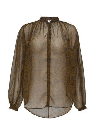 QS by s.Oliver Langarmbluse Bluse Leicht transparente Chiffonbluse mit Puff&auml;rmeln