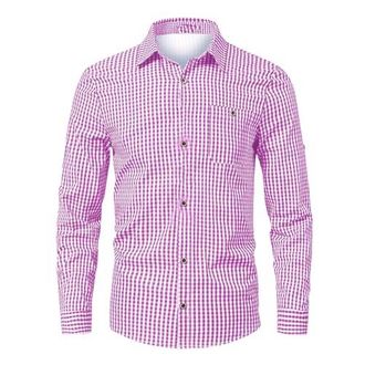 Generic Chemise boutonn&eacute;e pour homme, grande et haute, &agrave; manches longues, col &agrave; revers, chemises ray&eacute;es, l&eacute;g&egrave;rement ajust&eacute;e, chemise d&eacute;contract&eacute;e tendance, ha