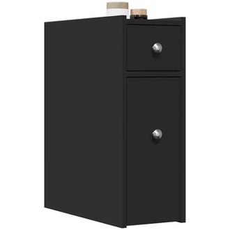vidaXL Armoire de salle de bain &eacute;troite avec roulettes noir Vidaxl