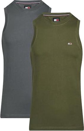 Tommy Hilfiger Lot de 2 Débardeurs Gris/Kaki Homme Tees Kaki S