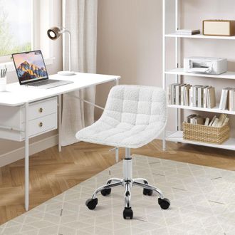 Woltu Bürostuhl Ohne Armlehnen, Schreibtischstuhl mit Rollen, Arbeitshocker ergonomisch, Sitzhocker Schminkstuhl, 360° drehbar höhenverstellbar, aus