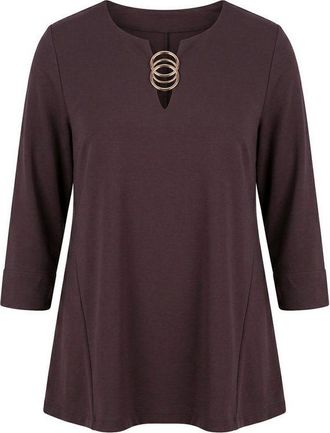 Ulla Popken T-Shirt Punto-Shirt Zierringe A-Linie Rundhals 3/4-Arm