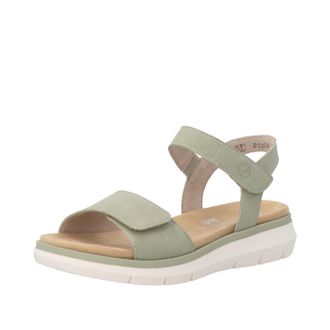 Remonte Keilsandalette REMONTE, Damen, Gr. 38, salbei, Leder, unifarben, Basic, Schuhe, Sommerschuh, Sandalette mit zwei Klettverschl&uuml;ssen