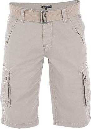 Riverso Short cargo RIVANTON pour homme avec ceinture - bermuda - 100 % coton bleu, gris, olive, noir, beige, à carreaux - taille W30 à W46, Beige clair, 34