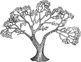 Gilde Gilde Handwerk Wanddeko Deko Wandrelief Baum Wandbild Wandbaum Baum silber Metall 68062