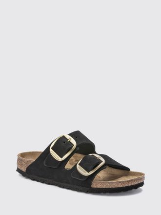 Birkenstock Sandales plates Arizona Big Buckle en cuir nubuck &agrave; double boucle