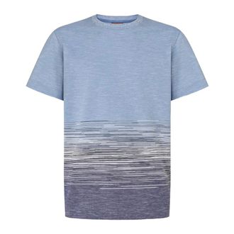 Missoni Homme, Tops, Bleu, Taille: 2XL T-shirt bleu avec broderie Zig Zag