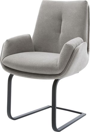 DELIFE Schwingstuhl Clea-Flex Freischwinger flach Schwarz Strukturstoff Soft Grau