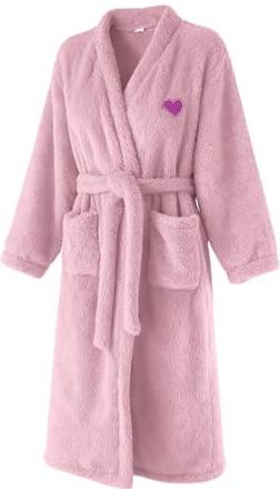 Generic Robe longue en polaire douce et luxueuse pour femmes en forme dourson en peluche pour dames en flanelle thermique sans col de marque de mode solide po