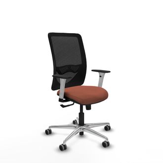 Piqueras y Crespo Schreibtischstuhl mit Gummir&auml;dern Zulema mit wei&szlig;en und schwarzen Armlehnen, h&ouml;henverstellbare Lendenwirbelst&uuml;tze, 3 Positionen, Schwarz/Braun