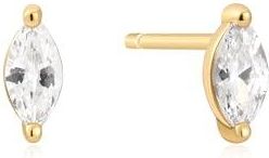 Ania Haie Sunshine Chaser Marquise Solitaire Studs Clous doreilles en argent sterling 925 plaqué or 14 carats, sertis de 1 zircone, taille : 6 x 2,5 mm, emballa