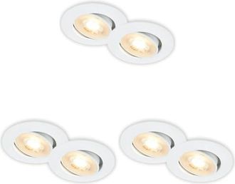 Briloner 2er Set LED Einbaustrahler 230V flach, schwenkbar, warmwei&szlig;es Licht, LED Spot, flach, Deckenspots, Spots 230V, Einbauleuchten, Einbauspots, 68mm Lochm