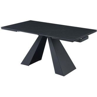 Vente-Unique Vente-unique - Table &agrave; manger extensible 6 &agrave; 10 personnes en verre tremp&eacute;, c&eacute;ramique et m&eacute;tal - Effet marbre noir - lozipa de Maison C&eacute;phy
