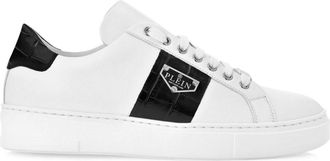 Philipp Plein baskets en cuir à plaque Triangle Plein - Blanc