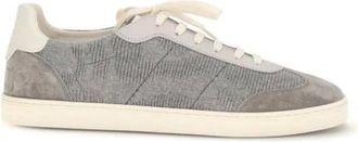 Brunello Cucinelli Homme, Chaussures, Gris, Taille: 41 1/2 EU Baskets basses en maille matelass&eacute;e et daim