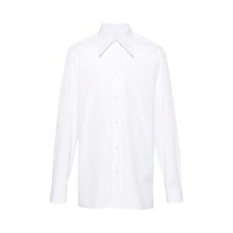 Maison Margiela Homme, Chemises, Blanc, Taille: M Chemise en coton &agrave; quatre points