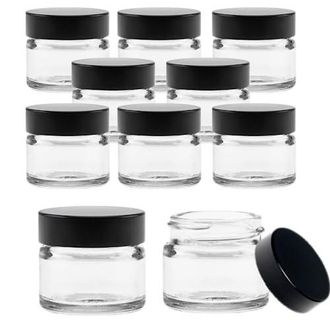 mikken Art 10 x Mini Glas-Tiegel 15ml, leere Cremetiegel Cremedosen aus Glas