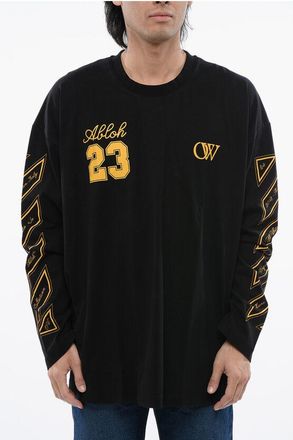 Off-white Crew Neck OW23 Cotton T-Shirt with Prints size M