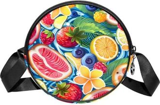 Generic Sac &agrave; bandouli&egrave;re rond pour femme, petit sac &agrave; bandouli&egrave;re avec fermeture &eacute;clair, bretelles r&eacute;glables, style d&eacute;contract&eacute; pour femmes et filles