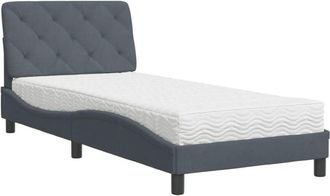 vidaXL Bett mit Matratze Dunkelgrau 90x200 cm Samt Vidaxl