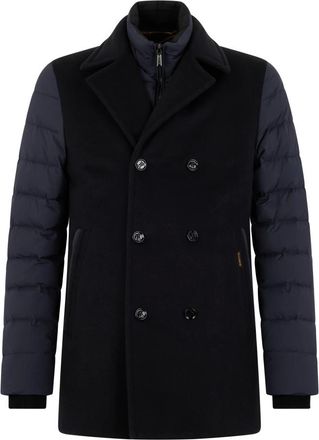 Moorer Homme, Manteaux, Bleu, Taille: M Veste crois&eacute;e &agrave; manches rembourr&eacute;es