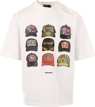 Dsquared2 Homme, Tops, Blanc, Taille: L Iconique Loose Fit Tee