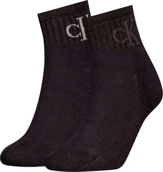 Calvin Klein Womens Quarter Sock, Black, 39/42 (2er Pack)