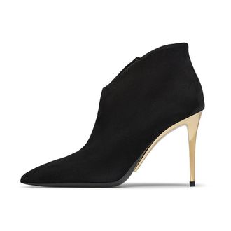 Loriblu Femme, Chaussures, Noir, Taille: 37 EU Bottine &agrave; talon aiguille en daim avec d&eacute;tail m&eacute;tallique