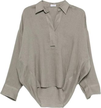 Brunello Cucinelli Femme, Blouses et Chemises, Gris, Taille: 40 FR Linen Shirt