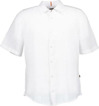 Boss Orange by Hugo Boss BOSS Orange Herren Kurzarmhemd wei&szlig; Leinen