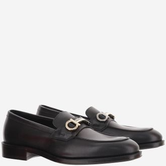 Ferragamo Mens Leather Loafers Black Calf