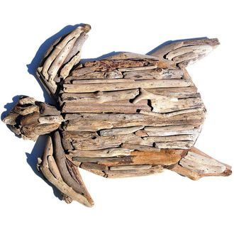 Seestern Sportswear SEESTERN Treibholz Deko m. Schildkr&ouml;te (55 cm) Motiv Wanddeko Driftwood Holzdeko /1324