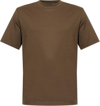 Brioni T-shirt en coton avec logo brod&eacute; - Homme - Tops - Brun - Taille: S
