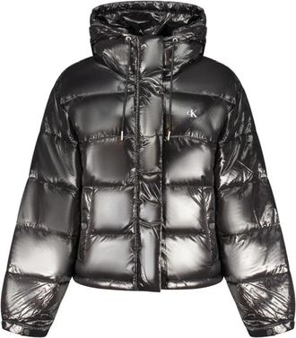 Calvin Klein Lang&auml;rmlige Jacke mit Kapuze - - Jackets - Damen - Schwarzk - XS