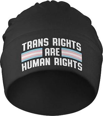 Generic Femme Homme Bonnet &Agrave; Revers Les Droits des Personnes Transgenres sont des Droits Humains Bonnet dhiver Chaud Bonnets Tricot&eacute; Classique Bonnets De Ski 