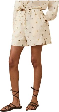 Souvenir Femme, Shorts, Beige, Taille: 40 FR Shorts en coton brod&eacute;