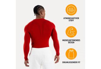 Smilodox Longsleeve Carnos, Compression Shirt Herren, Langarmshirt f&uuml;r Gym & Training Compression Fit, Seamless, atmungsaktiv, Body Mapping, Stretch