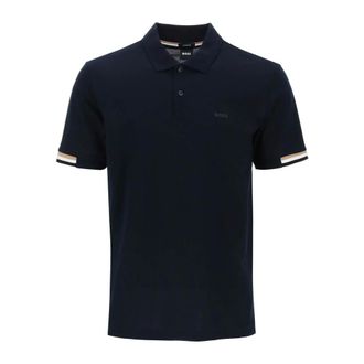HUGO BOSS Homme, Tops, Noir, Taille: 2XL Polo ray&eacute; avec logo caoutchout&eacute;