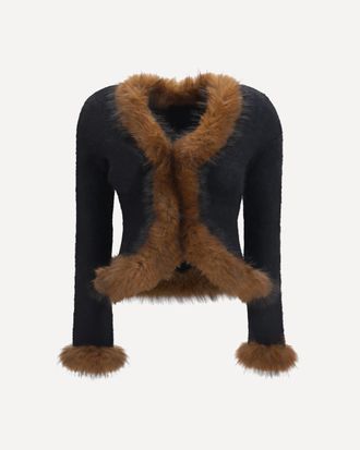 Self Portrait Knit and faux fur Cardigan Female L