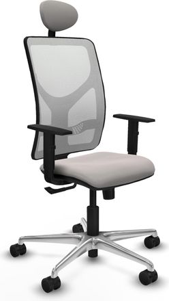 Piqueras y Crespo Wei&szlig;er Computerstuhl mit 1D-Armlehnen, h&ouml;henverstellbarer Lendenwirbelst&uuml;tze und festem Kopfteil, ausgestattet mit Sincro 3 Positionen und Schneidesch