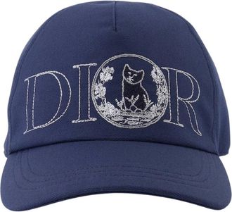 Dior Homme, Accessoires, Bleu, Taille: M Casquette Bleu Marine avec Logo Brod&eacute;