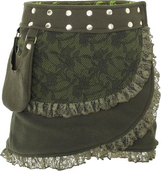 Purewonder Damen Wickelrock aus Fleece Winterrock Rock sk240 Gr&uuml;n Einheitsgr&ouml;&szlig;e Verstellbar