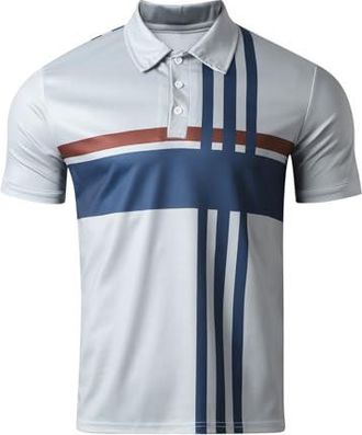 Generic Polo Homme &Eacute;t&eacute; Ray&eacute; Imprim&eacute; Manches Courtes Tops Casual T-shirt V&ecirc;tements Hommes, Noir, 4XL