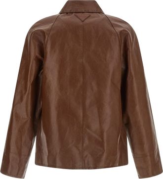 Prada Calfskin Leather Jacket - Brown