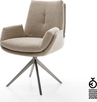 DELIFE Drehstuhl Clea-Flex Boucl&eacute; Schlamm Kreuzgestell breit Graphit 360&deg; drehbar Wippfunktion, Esszimmerst&uuml;hle