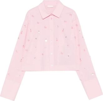 Liu Jo Femme, Blouses et Chemises, Rose, Taille: 36 FR Chemise Boxy avec Ornements Bijout&eacute;s