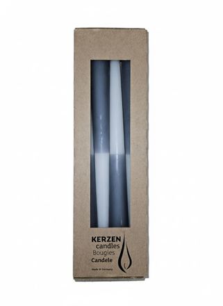 Wenzel Hochwertige Spitzkerzen Two Tone/Dip Dye, 4 St&uuml;ck, H25x02,3cm, & Stunden, Made in Germany, RAL-zertifiziert, Wei&szlig; & Anthrazit